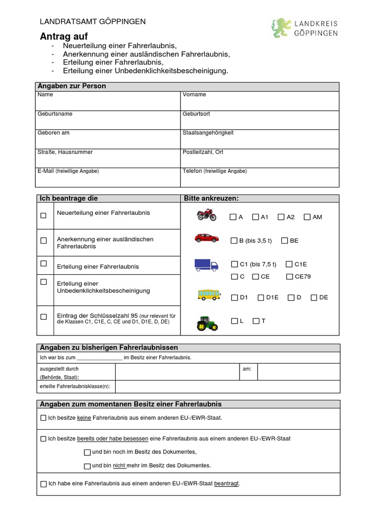 Führerscheinantrag 2022 | PDF