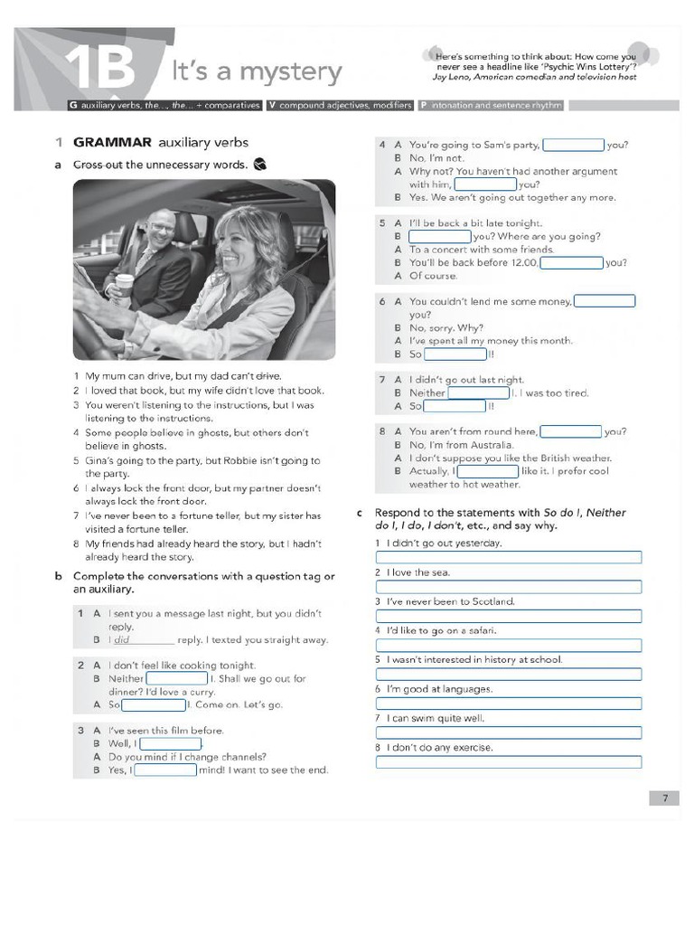 Auxiliary Verbs - Workbook Exercises | PDF