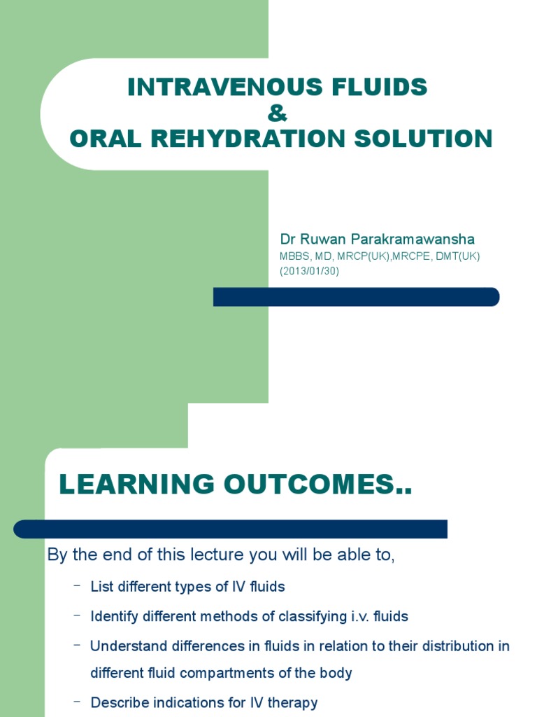 ORS and IV Fluids (Handout) | PDF | Saline (Medicine) | Intravenous Therapy