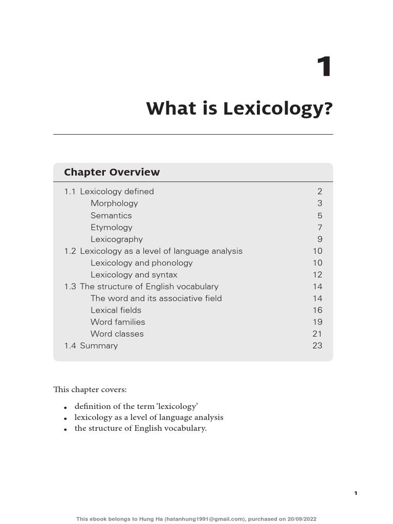 Chapter 1 | PDF | Lexicography | Lexicology