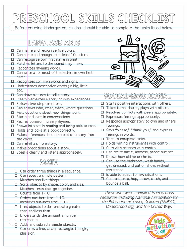 Preschool Skills Checklist | PDF