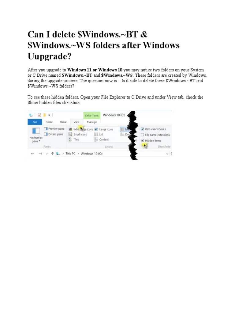 Can I Delete $windows. BT & $windows. WS | PDF | Computer File ... Can I Delete $windows. BT & $windows. WS | PDF | Computer File ...