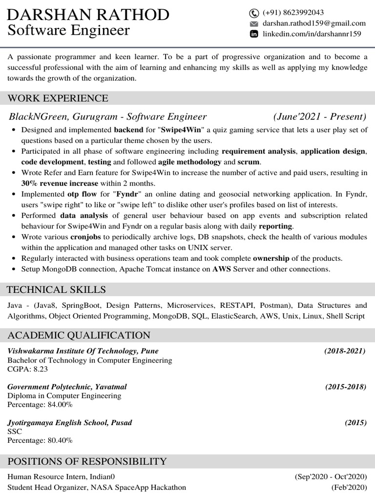 Resume Darshan Rathod | PDF | Application Software | Software