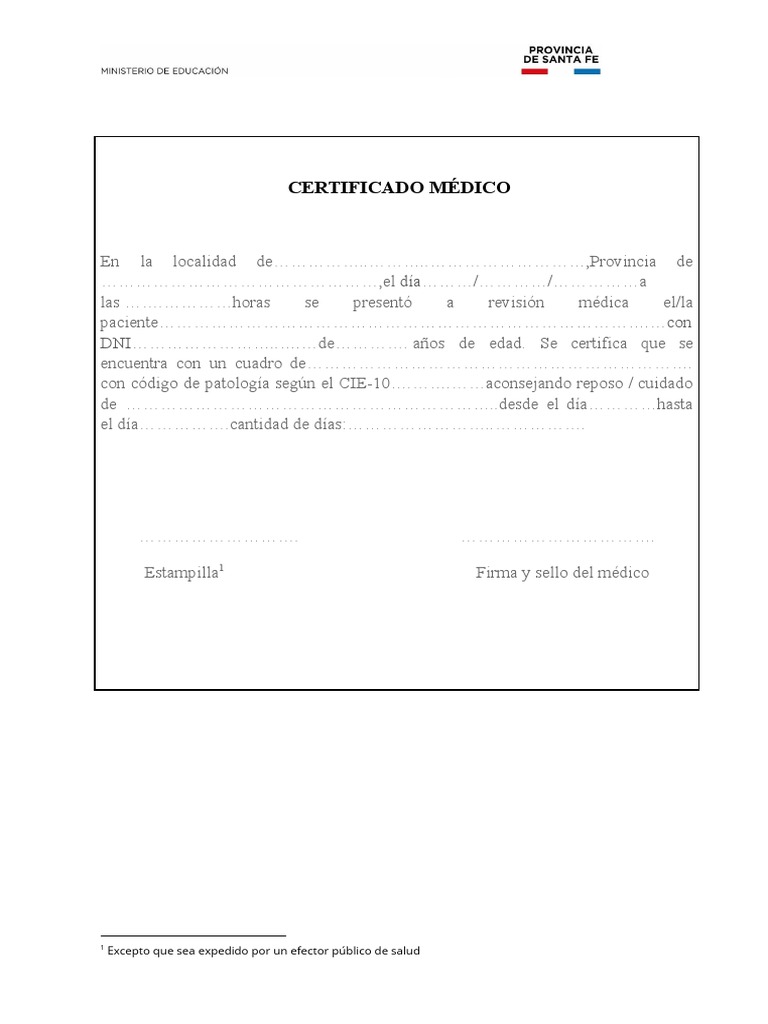 Modelo Certificado Médico | PDF