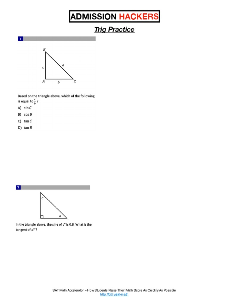 Trigonometry Practice | PDF