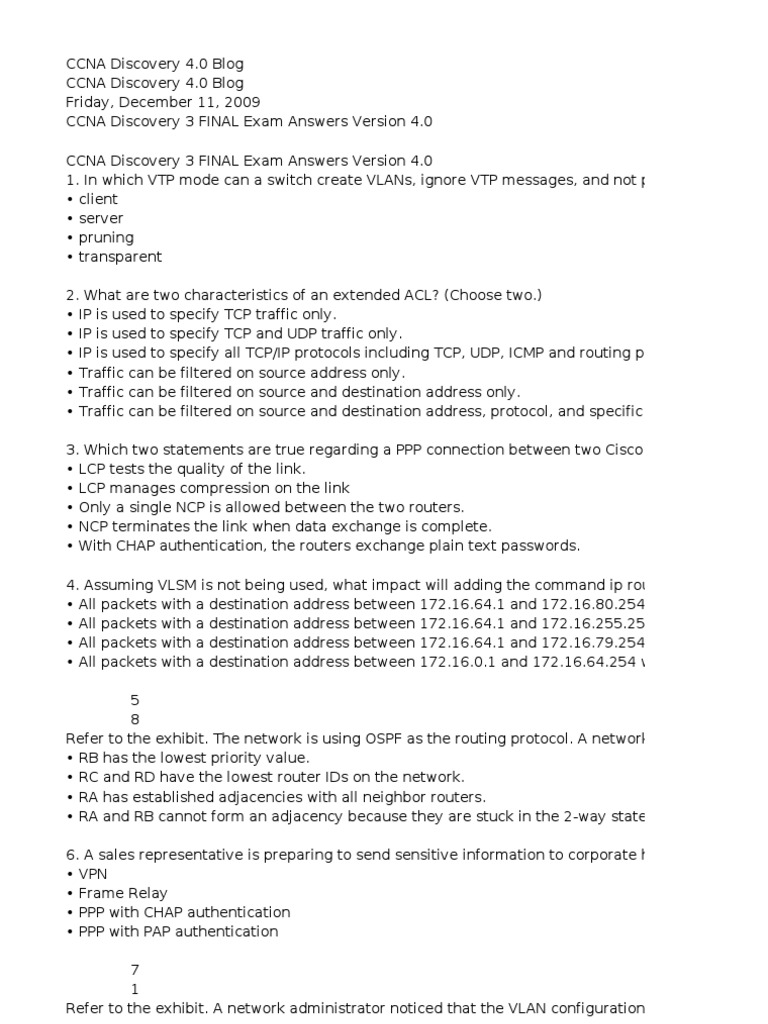 Ccna Discovery 3 Final Exam Answers Ver 40 Pdf Router Computing