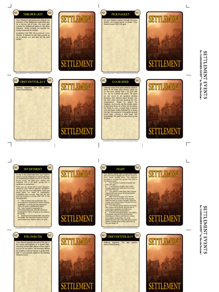 Settlement Event Cards | PDF | Duel