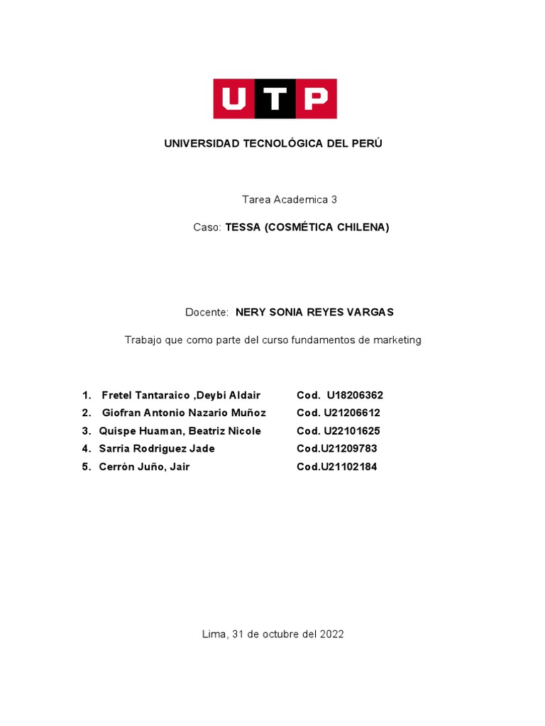 Tarea Academica 3 (TA3) | PDF | Mercado (economía) | Los consumidores Tarea Academica 3 (TA3) | PDF | Mercado (economía) | Los consumidores