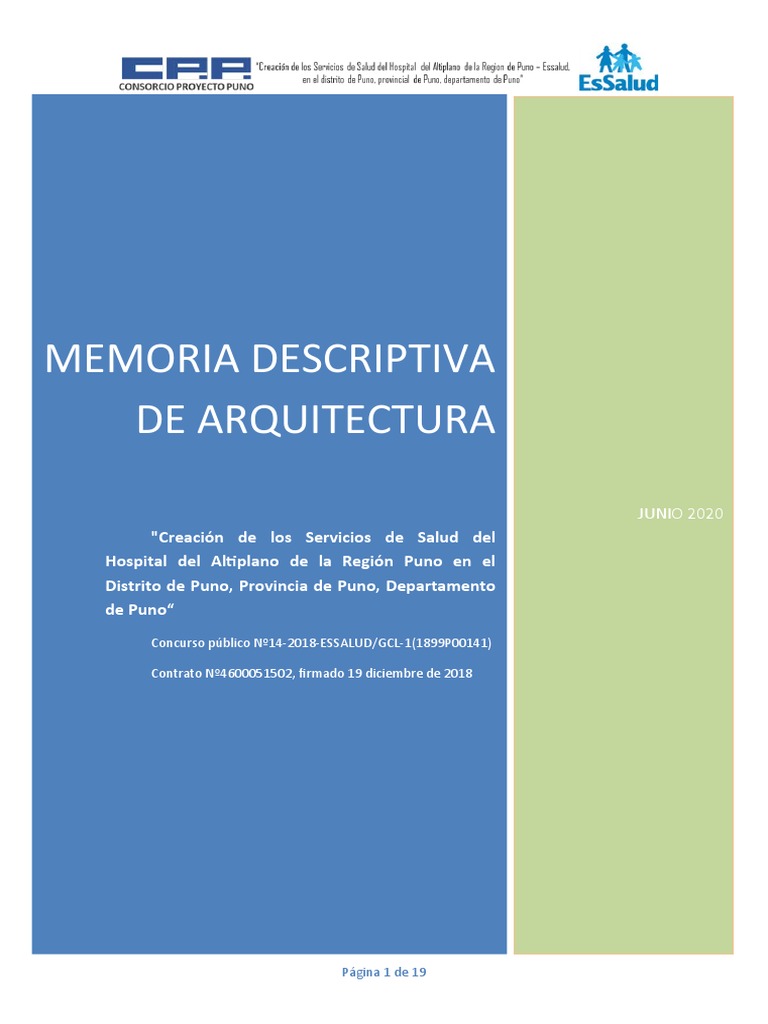 1.memoria Descriptiva Arquitectura | PDF | Hospital | Diseño