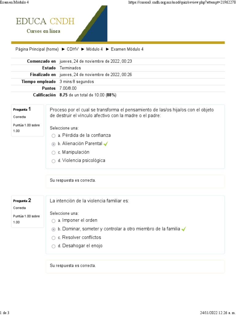 Examen Módulo 4 CDHV | PDF