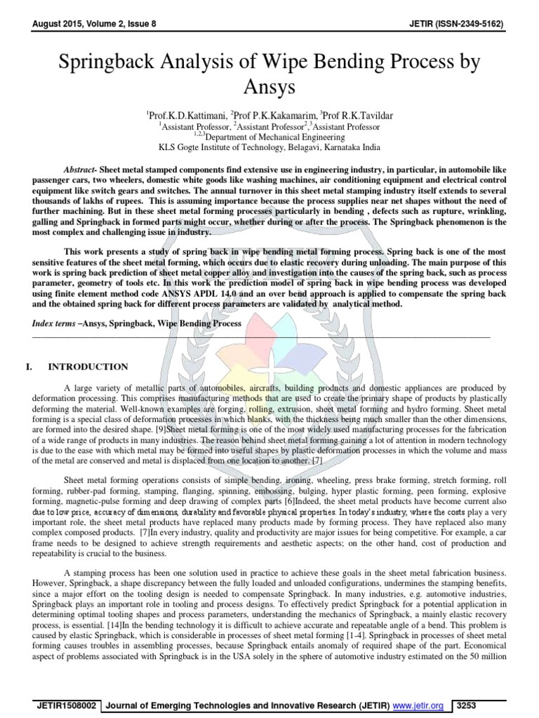Springback Effect of Wipe Bending | PDF