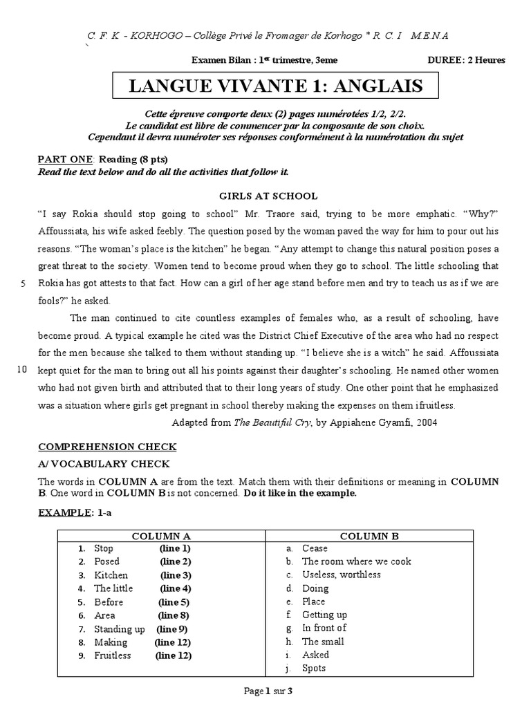 Devoir 3e Unit 2 Pdf