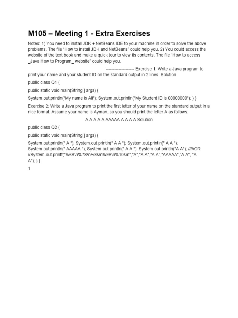 M105 Exercise 01 Solution | PDF | Programming Language | Software