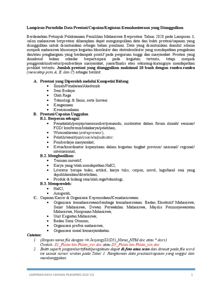 Contoh Portofolio Prestasi | PDF