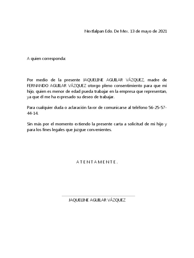 Carta Menor de Edad | PDF