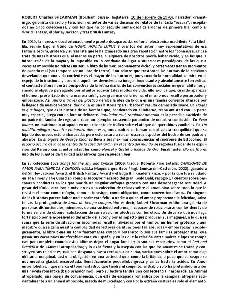 SHEARMAN, Robert-2 Relatos | PDF