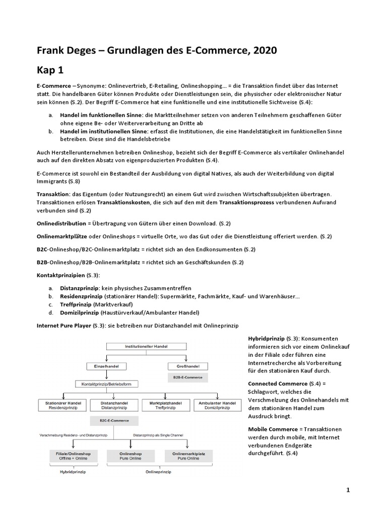 Frank Deges - Grundlagen Des E-Commerce, 2020 Kap 1-2 | PDF