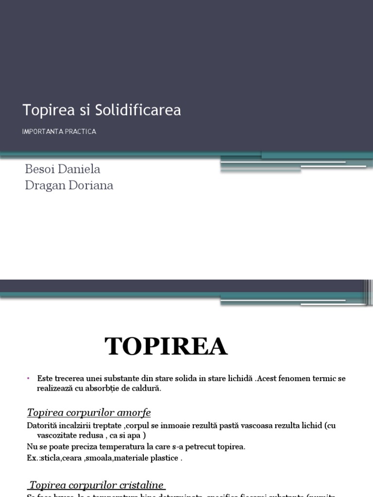 Topirea Si Solidificarea | PDF
