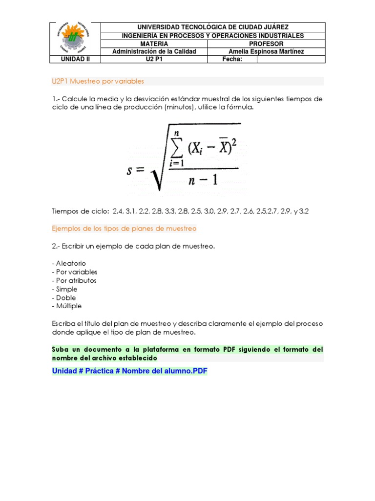 U2 P1 Muestreo | PDF | Informática | Tecnología