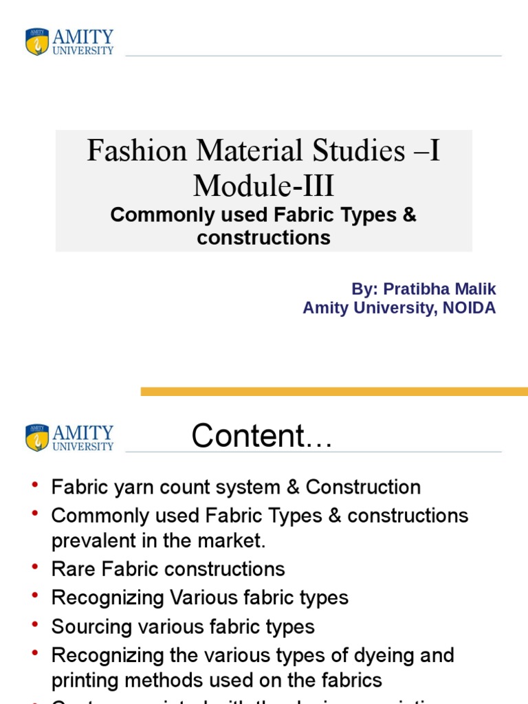 FMS-1 Module 3 Topic 2 Common Used Knitted Fabrics | PDF
