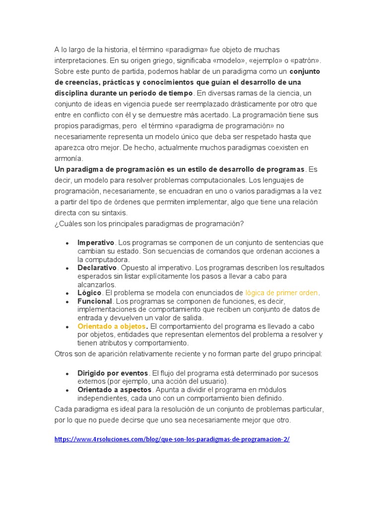 Paradigmas y Metodología de Programación | PDF | Informática