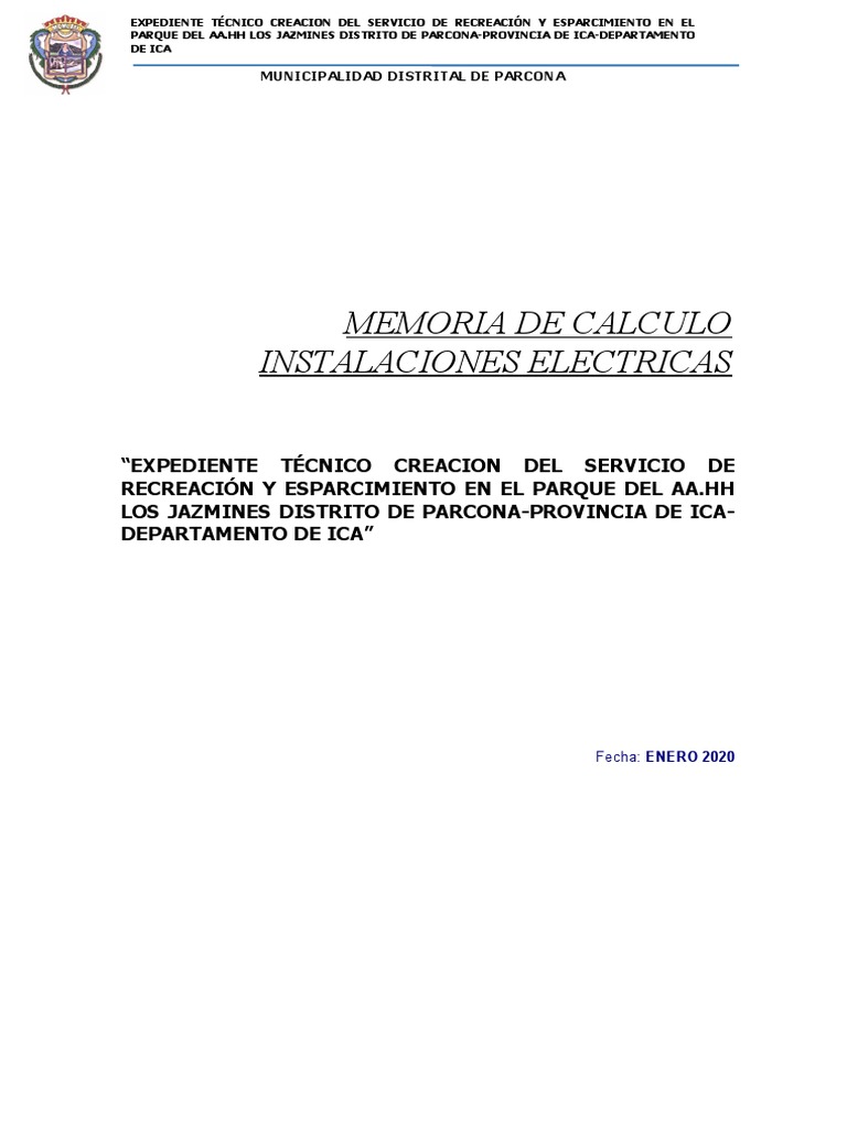 Memoria Instalaciones Electricas Ok | PDF | Cableado eléctrico | Corriente eléctrica