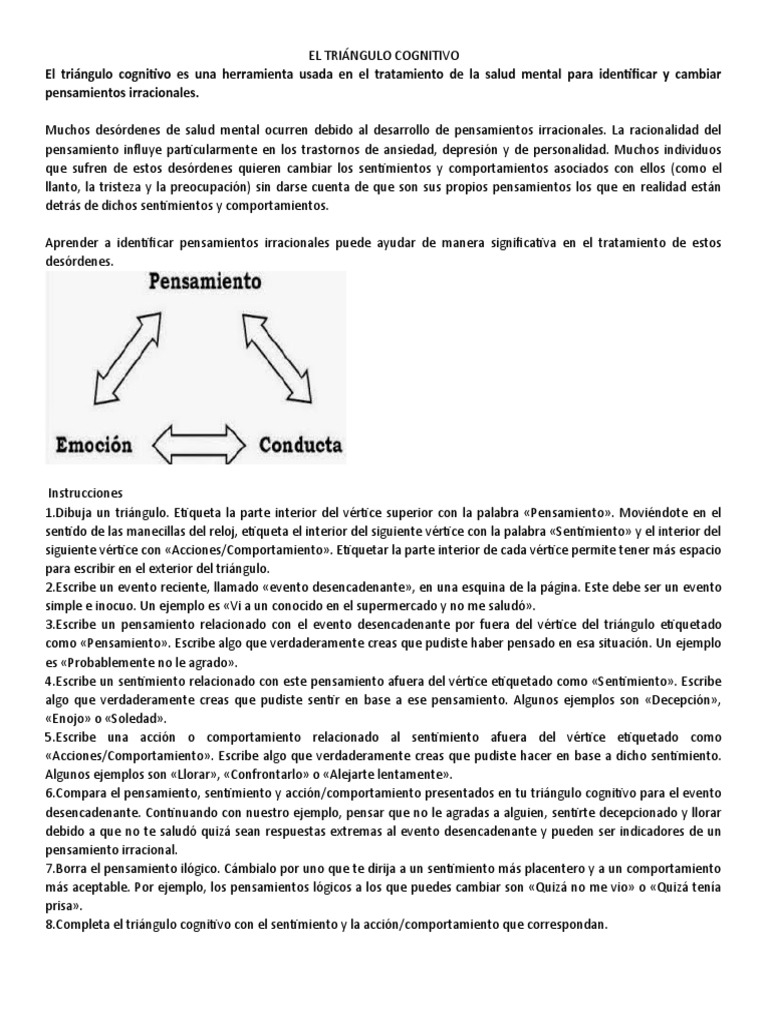 El Triángulo Cognitivo | PDF | Pensamiento | Salud mental