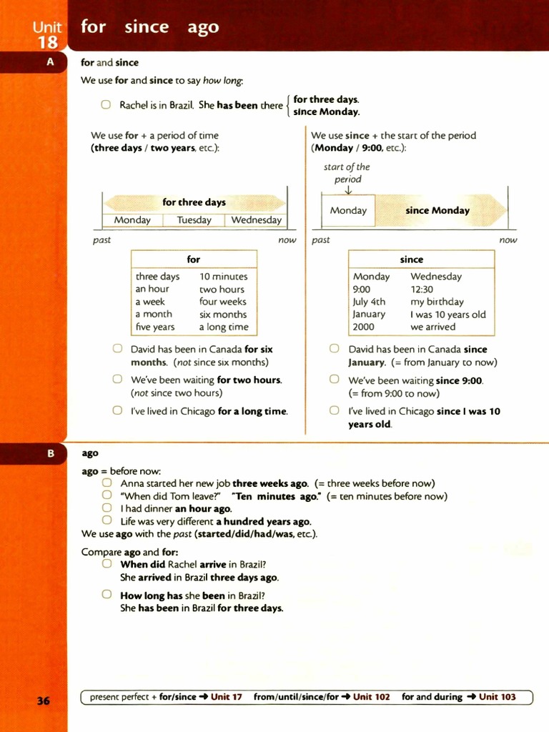 Present Perfect - For & Since | PDF
