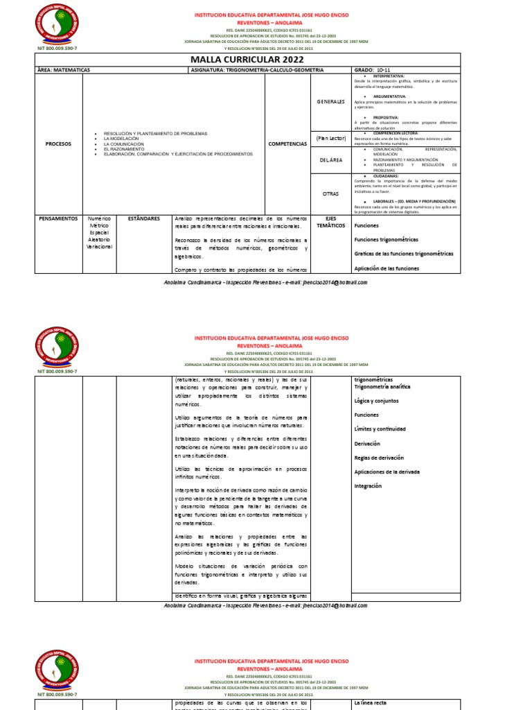 Formato Malla Curricular 10-11 | PDF