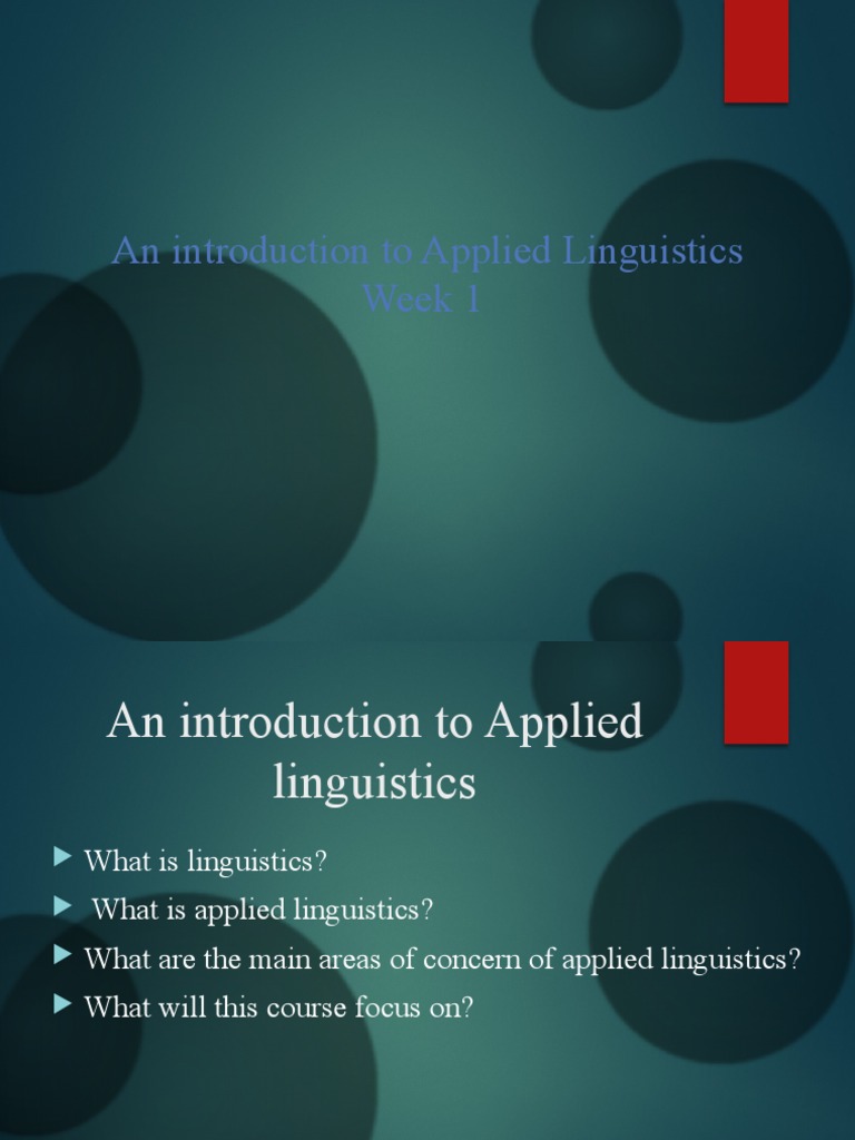 Week 1 An Introduction To The Course | PDF | Linguistics | Applied Linguistics