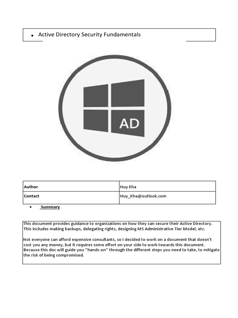 Active Directory Security Fundamentals | PDF | Domain Name System | Active Directory