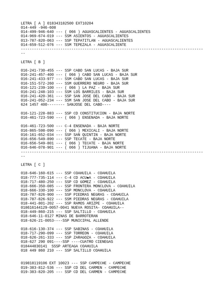 Tels SSP | PDF | Sonora | México