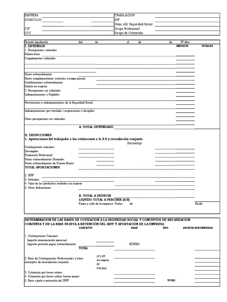 Nomina Vacia | PDF | Salario | Las condiciones de trabajo