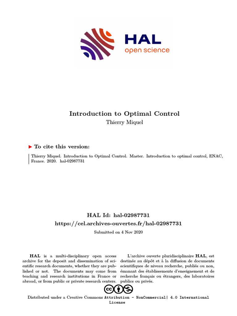 ENAC Booklet 2020 OptimalControl | PDF | Mathematical Optimization | Kalman Filter