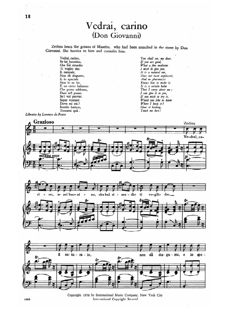Vedrai, Carino - Don Giovanni - Mozart (Soprano) | PDF