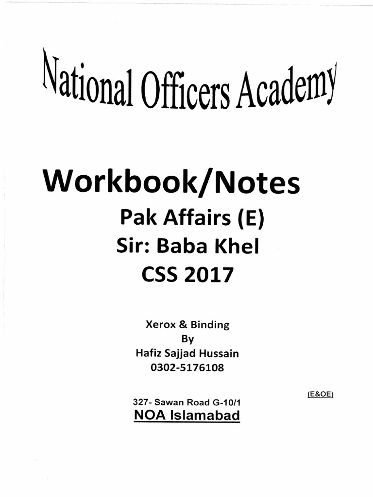 Pak Affairs One Liner | PDF