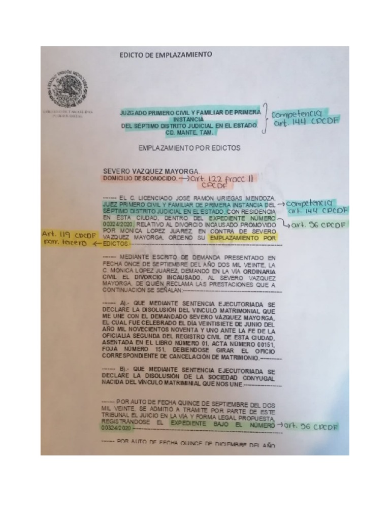 Edicto de Emplazamineto | PDF