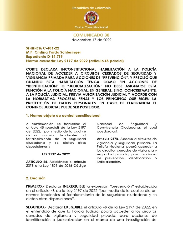 Comunicado 38 C-406-22 | PDF