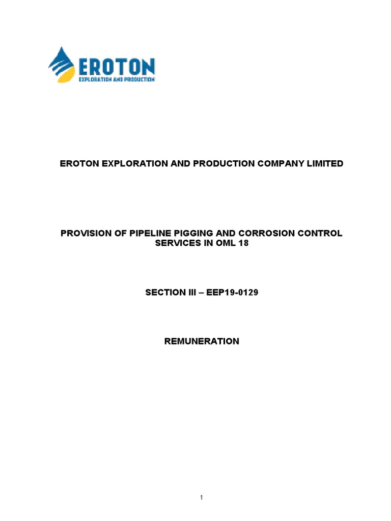 Pipeline - Pigging - and - Corrosion - Control - Commercial Quote | PDF ...