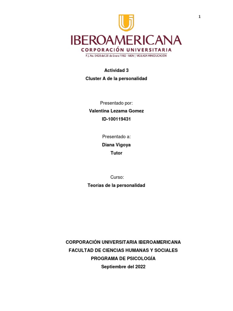 Cluster A de La Personalidad | PDF