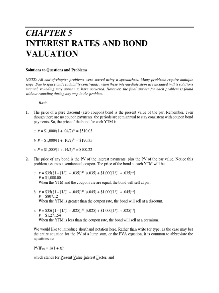 CHAPTER 5 - Questions and Problems | PDF | Bonds (Finance) | Yield (Finance)