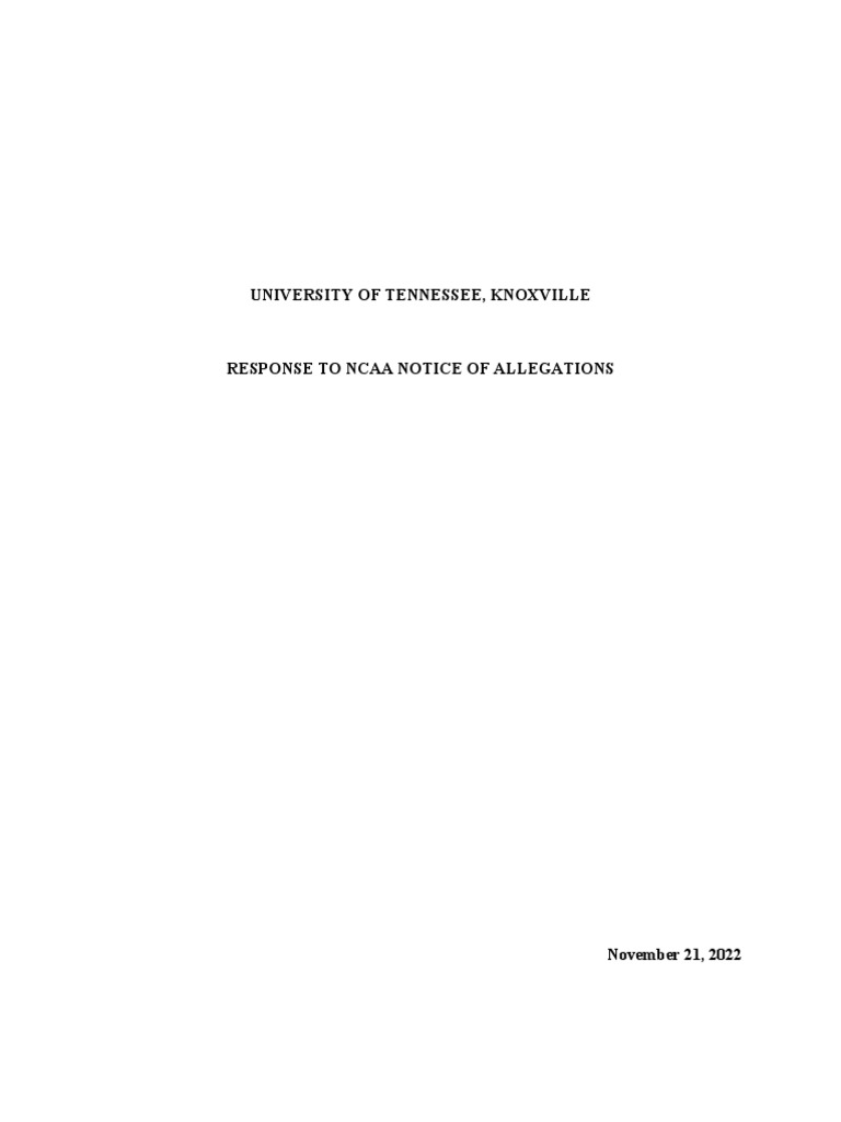 Tennessee NOA Response | PDF | National Collegiate Athletic Association