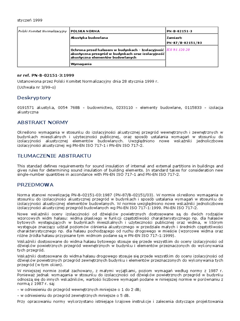 Deskryptory: NR Ref. PN-B-02151-3:1999 | PDF