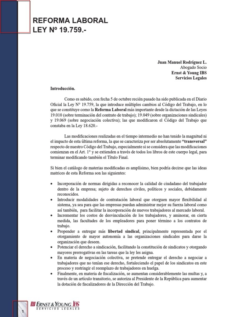 Reforma Laboral JMR | PDF | Derecho laboral | Discriminación