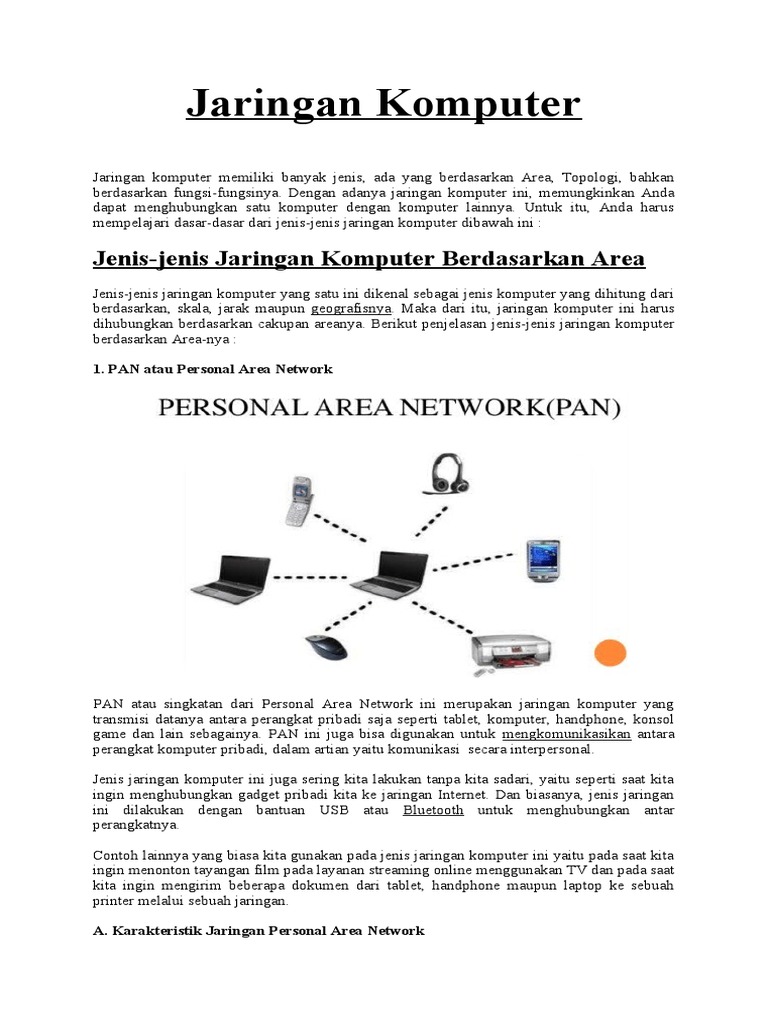 Jenis-Jenis Jaringan Komputer dan PAN | PDF
