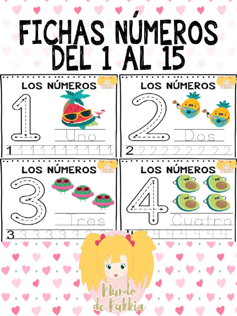 Fichas para Trabajar Los Números Del 1 Al 15 Por Mundo de Rukkia | PDF