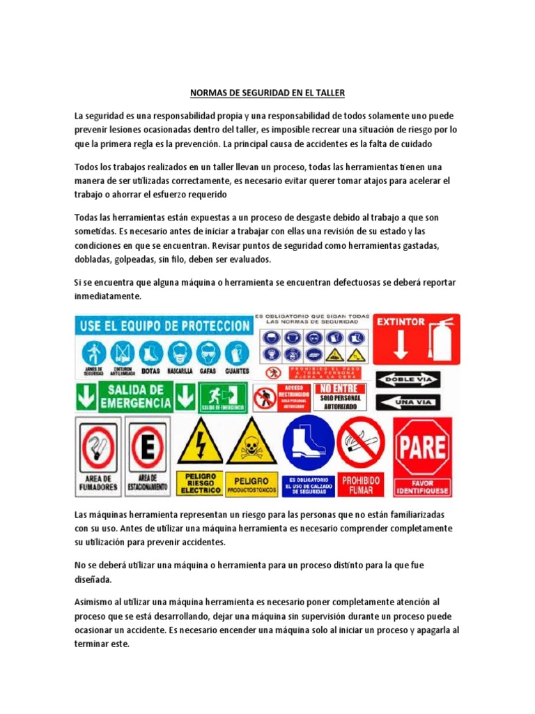 Normas de Seguridad en El Taller | PDF