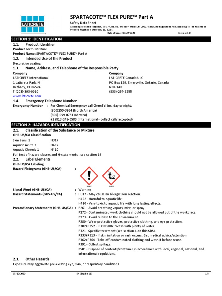 Spartacote Flex Pure - Part A | PDF | Firefighting | Toxicity