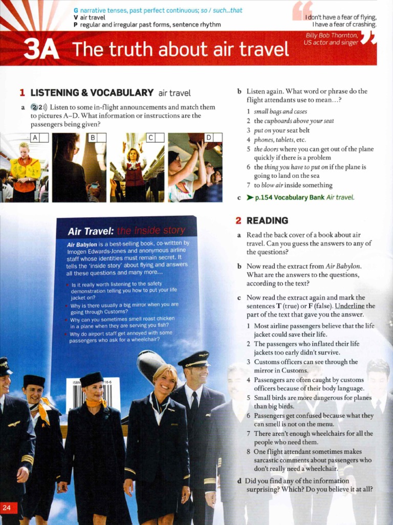 Air Travel Safety Vocabulary And Grammar Pdf