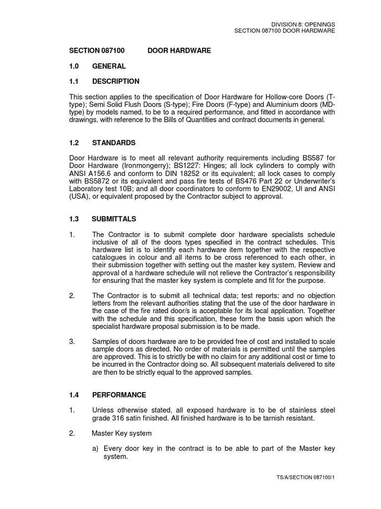 AAB 087100 Door Hardware | Download Free PDF | Door | Screw
